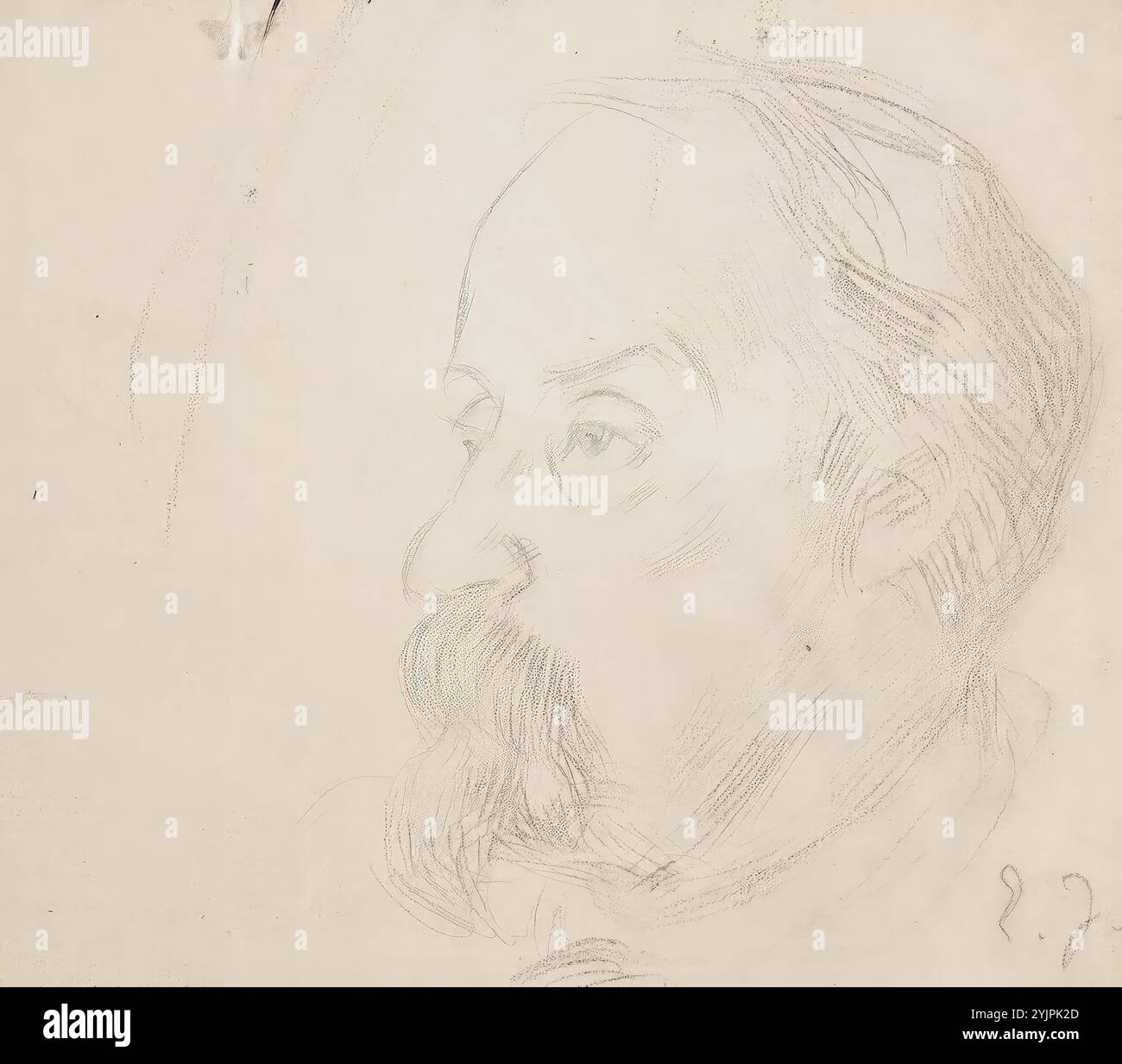 Järnefelt, Eero, Juhani Aho, pencil, drawing, PORTRAIT; man; Juhani Aho ...