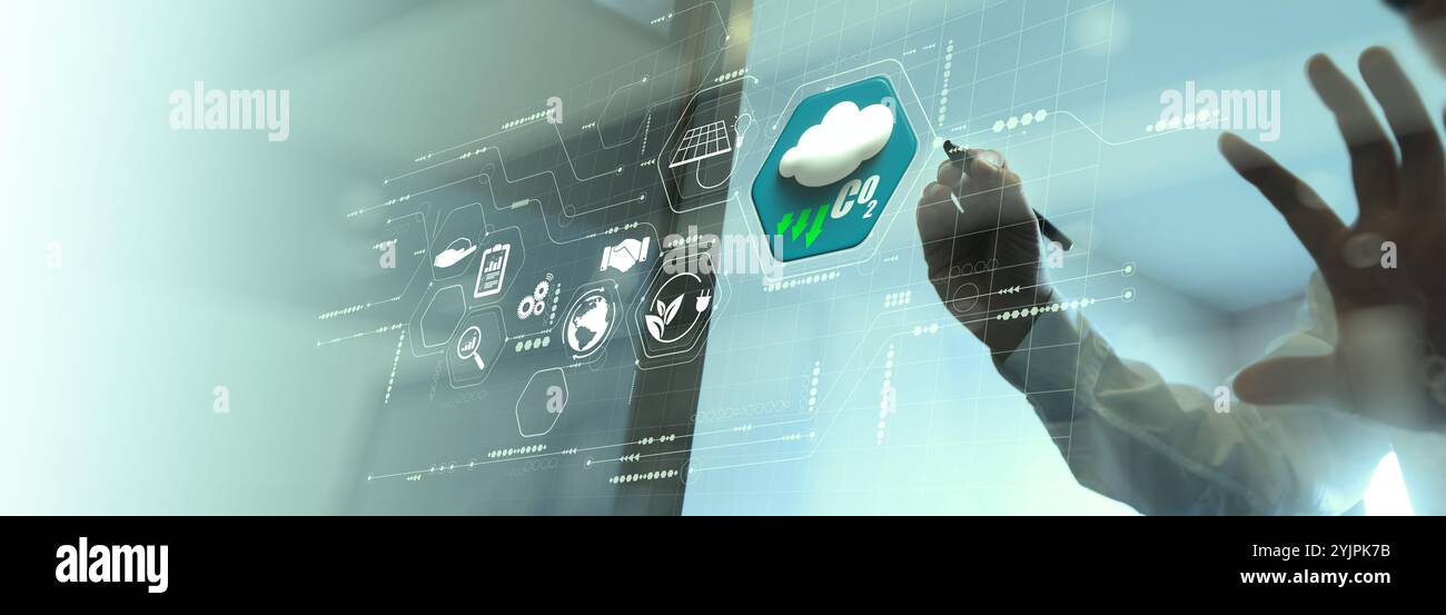 Reducing CO2 Emissions Concept with Digital Interface and Environmental ...