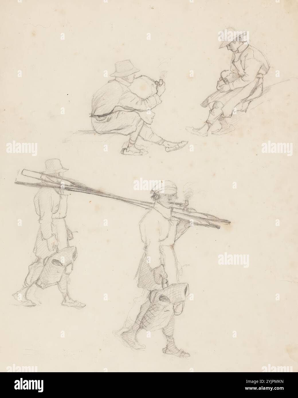 Wright, Ferdinand von, Sketches of a boy; sketches 'Summer landscape ...