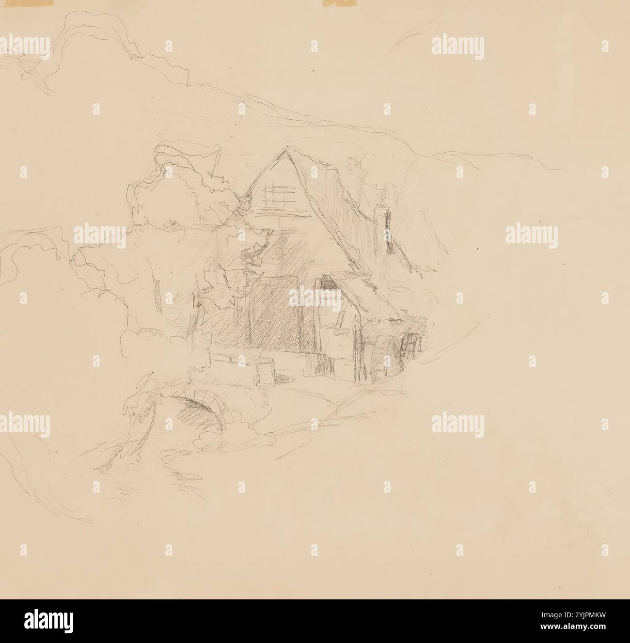 Holmberg, Werner, work, Forest landscape with three cows, 1860, drawing ...