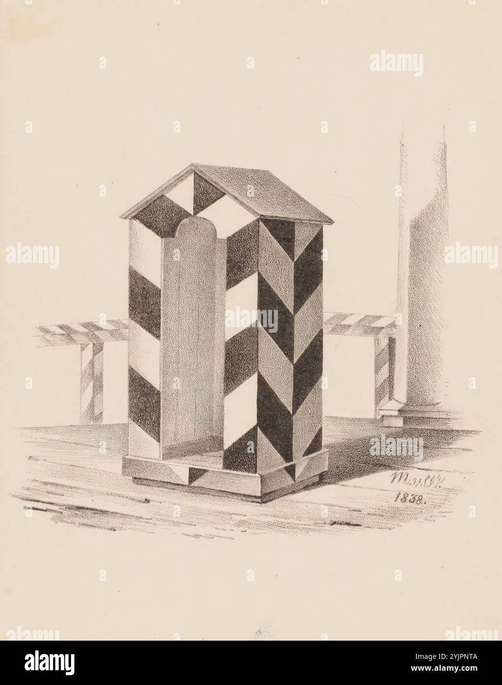 Wright, Ferdinand von, work, Village in the snow, pencil, drawing ...