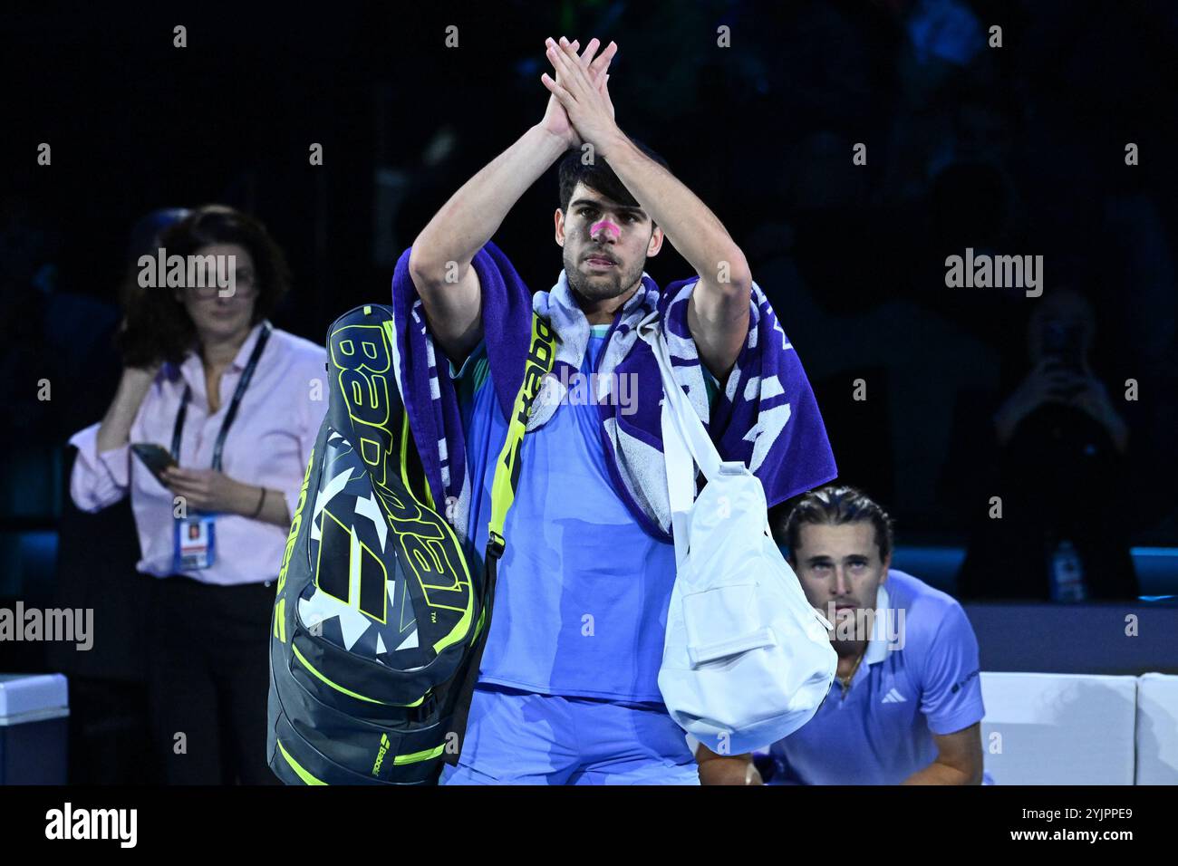 Carlos Alcaraz (ESP) in action against Alexander Zverev (GER) during ...