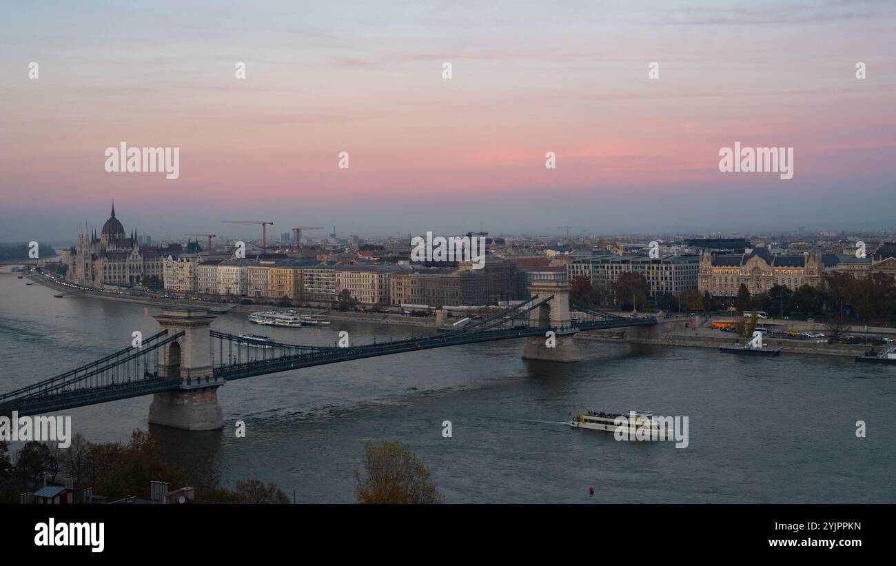 View during sunset from the Buda Castle, an UNESCO World Heritage Site ...
