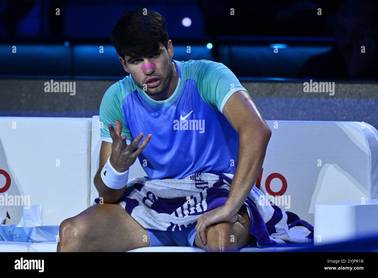 Carlos Alcaraz (ESP) in action against Alexander Zverev (GER) during ...