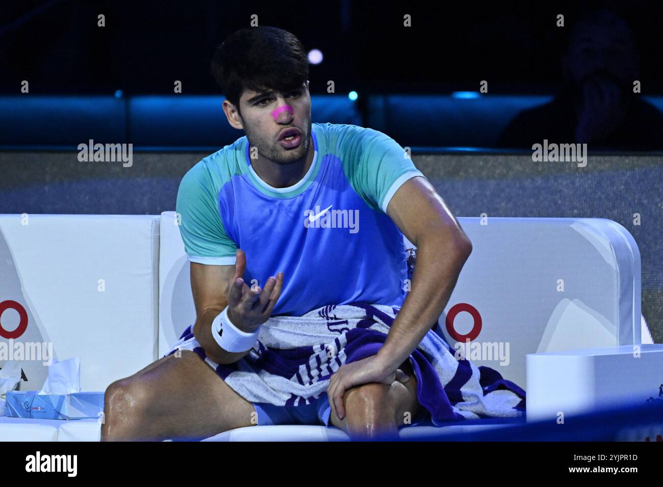 Carlos Alcaraz (ESP) in action against Alexander Zverev (GER) during ...