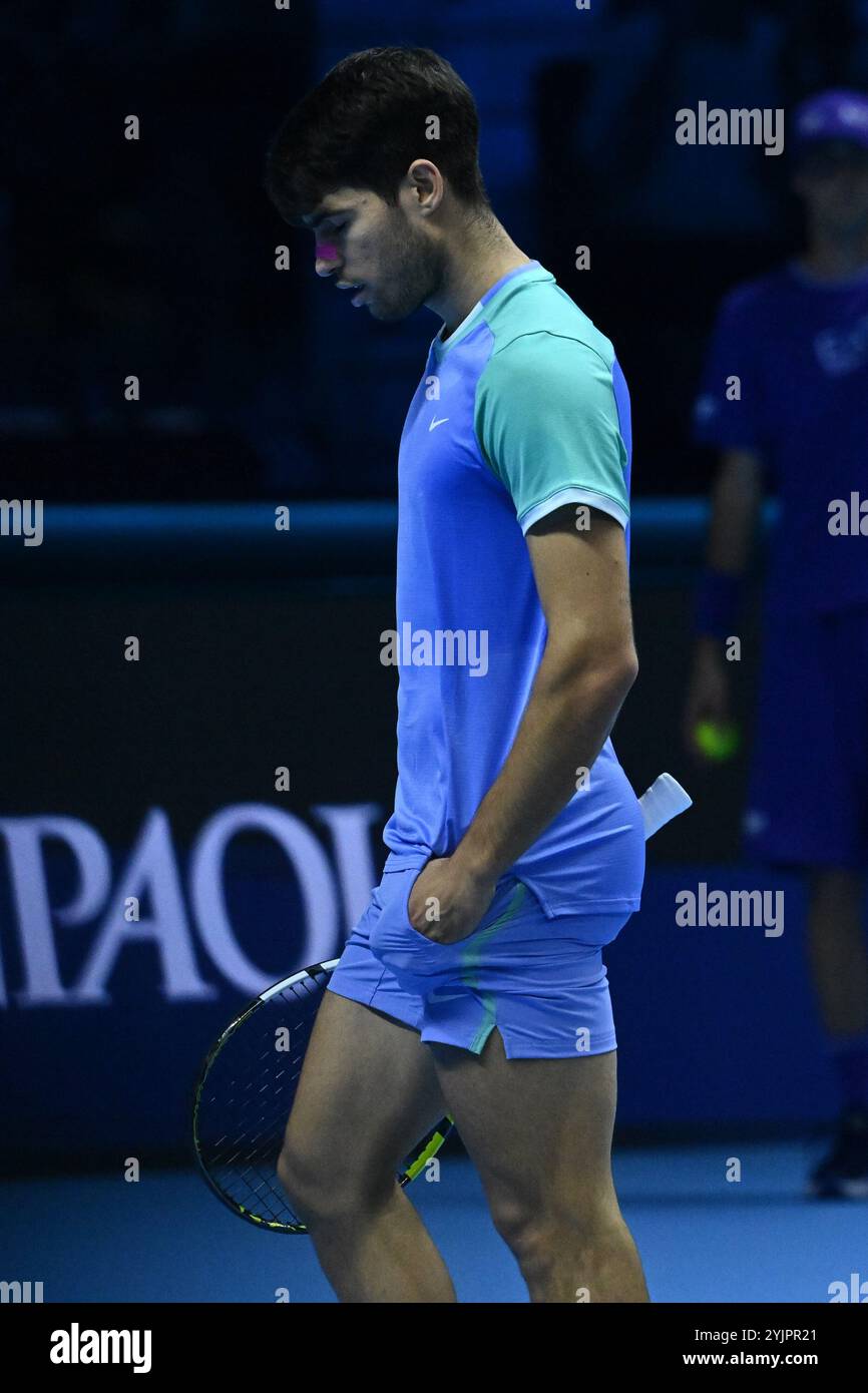 Carlos Alcaraz (ESP) in action against Alexander Zverev (GER) during ...