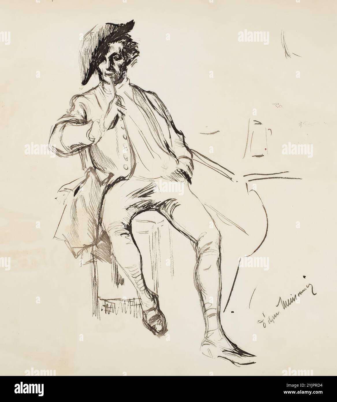 Ericsson, Henry, work, Standing boy, exercise, drawing, 28 cm x 24.5 cm ...