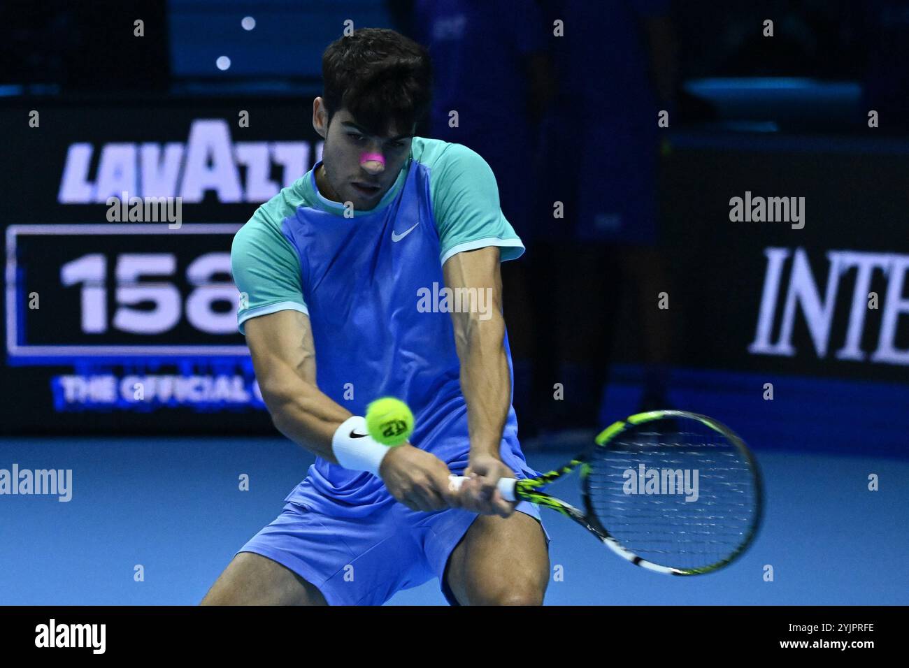 Carlos Alcaraz (ESP) in action against Alexander Zverev (GER) during ...