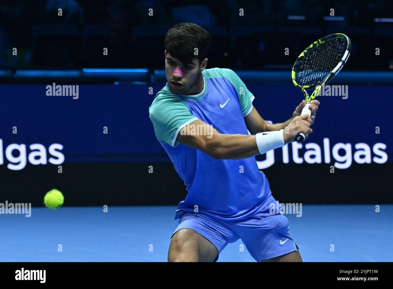 Carlos Alcaraz (ESP) in action against Alexander Zverev (GER) during ...