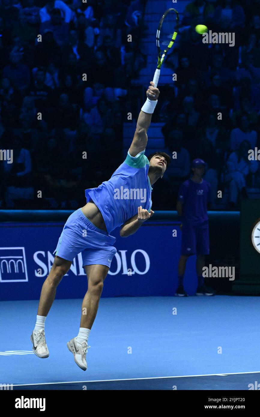 Carlos Alcaraz (ESP) in action against Alexander Zverev (GER) during ...