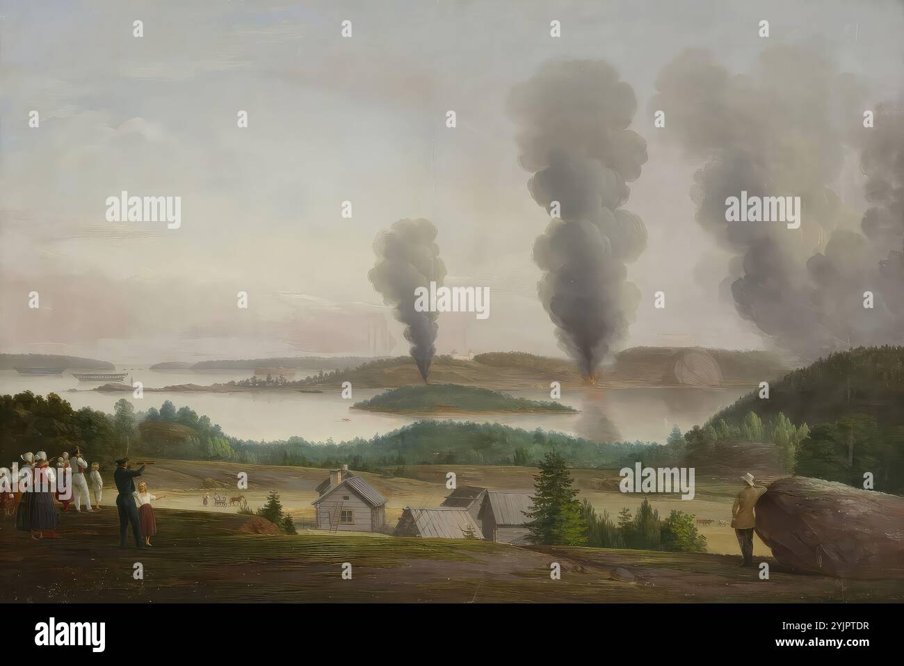 Wright, Ferdinand von, Downland landscape, 1856, pencil, drawing, 21 cm ...