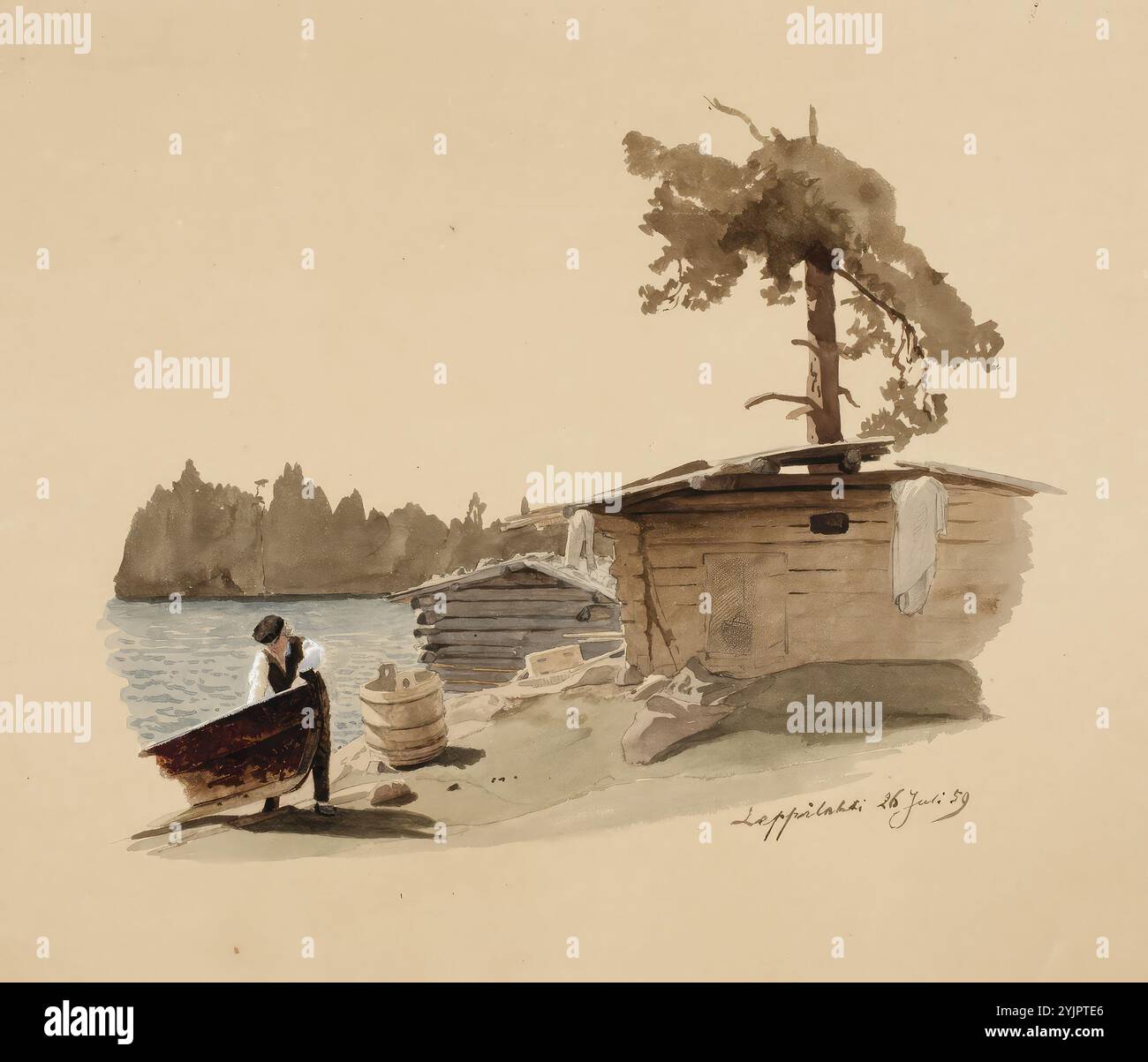 Holmberg, Werner, work, House courtyard, women washing clothes in ...