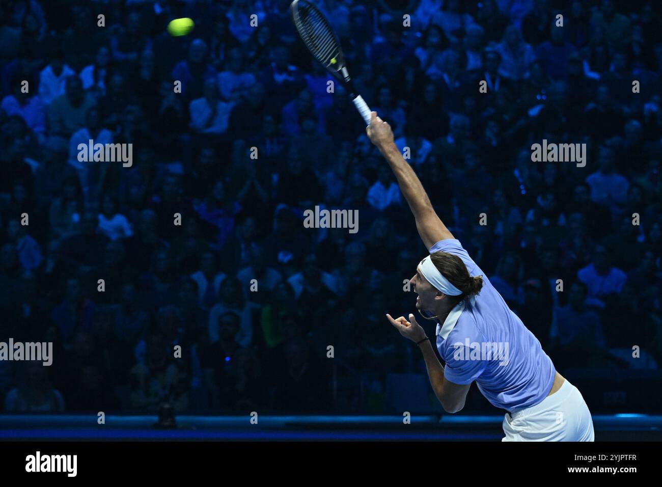 Alexander Zverev (GER) in action against Carlos Alcaraz (ESP) during ...