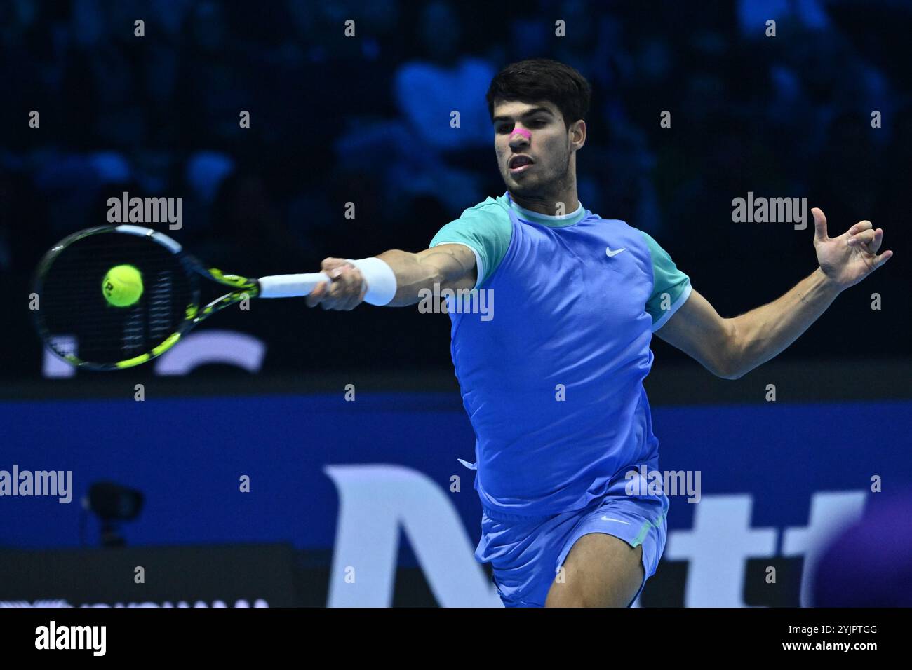 Carlos Alcaraz (ESP) in action against Alexander Zverev (GER) during ...