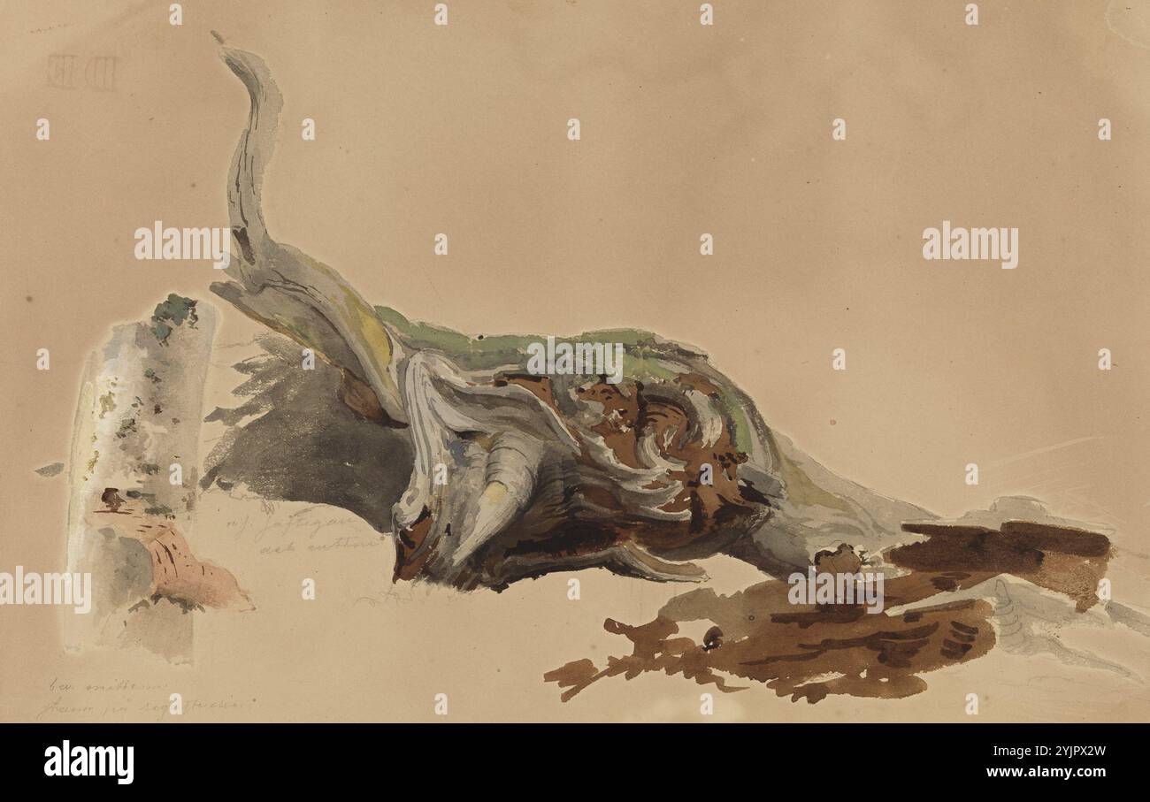 Knutson, Johan, J.L. Runeberg in a duck hunt, pencil and marker drawing ...