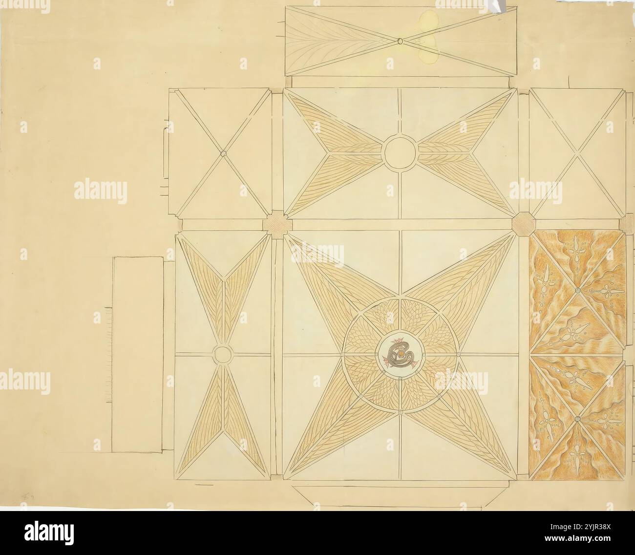 Simberg, Hugo, Whole vault in plan, sketch for the paintings of the ...
