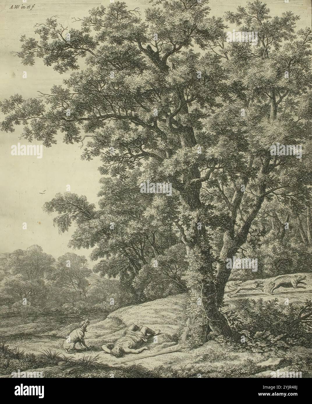 Waterloo, Antonie, work, Death of Adonis, (1000 - 2000), etching ...