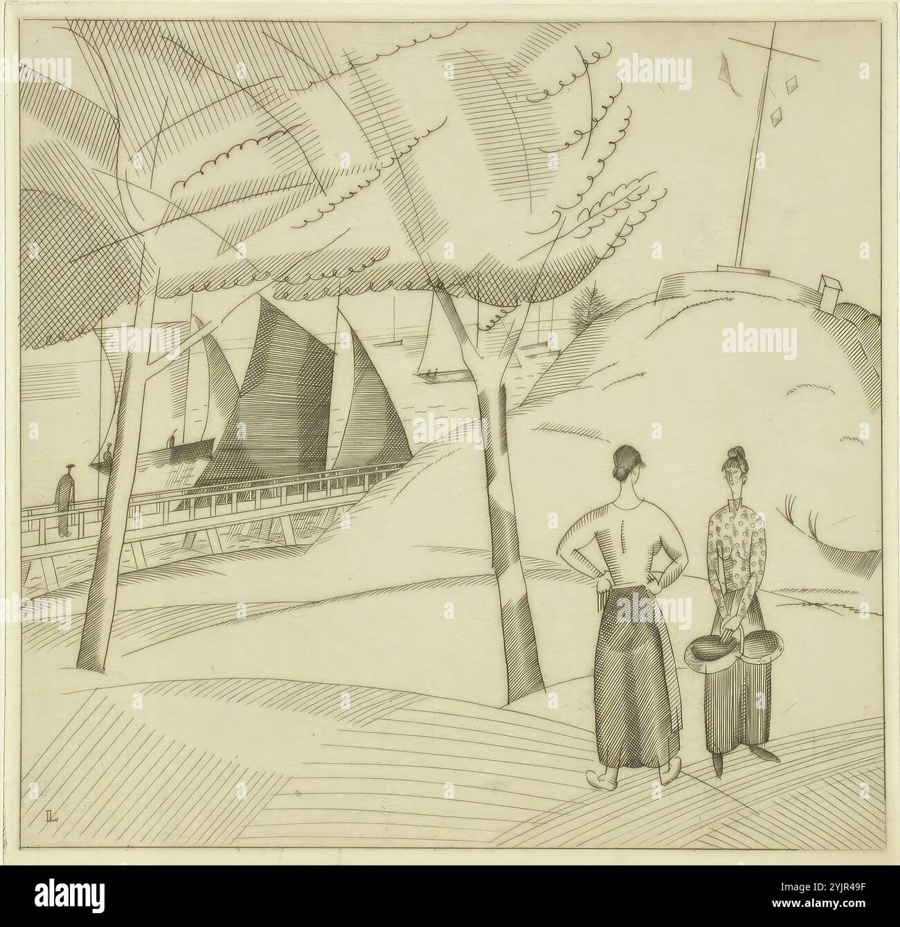Laboureur, Jean-Emile, work, Le Semaphore, etching, graphics Stock ...