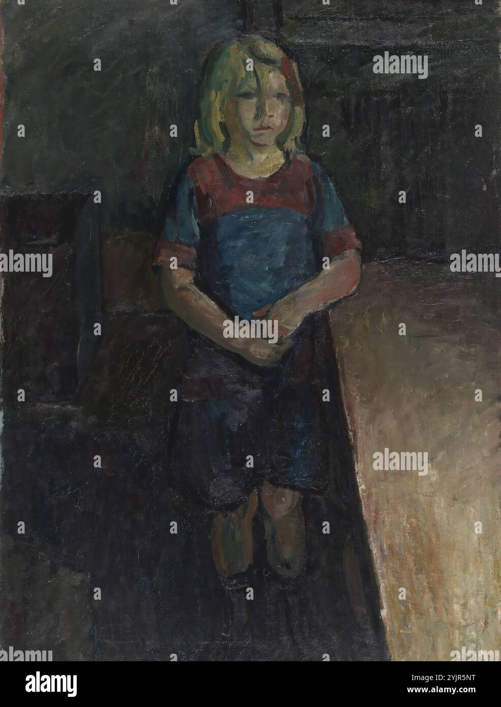 Lönnberg, William, work, Little girl leaning on the table, 1919 ...