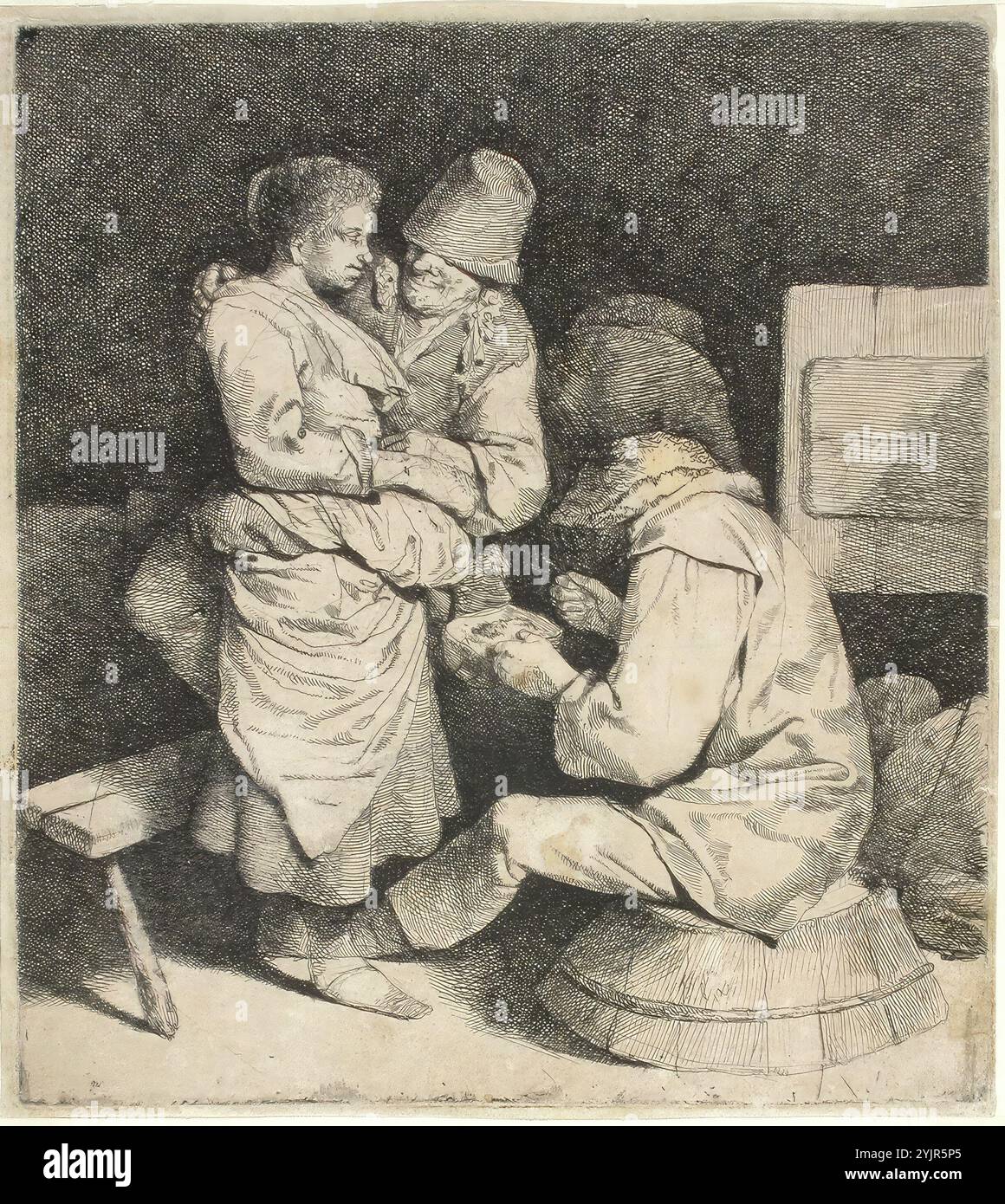 Bega, Cornelis, The young innkeeper (La jeune aubergiste), line etching ...