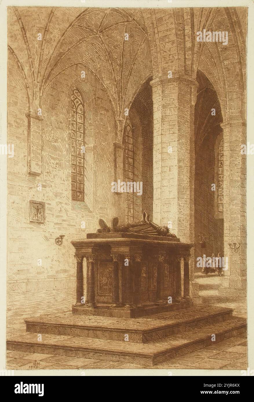Haglund, Robert Ludvig, work, Grave monument in a Gothic church ...