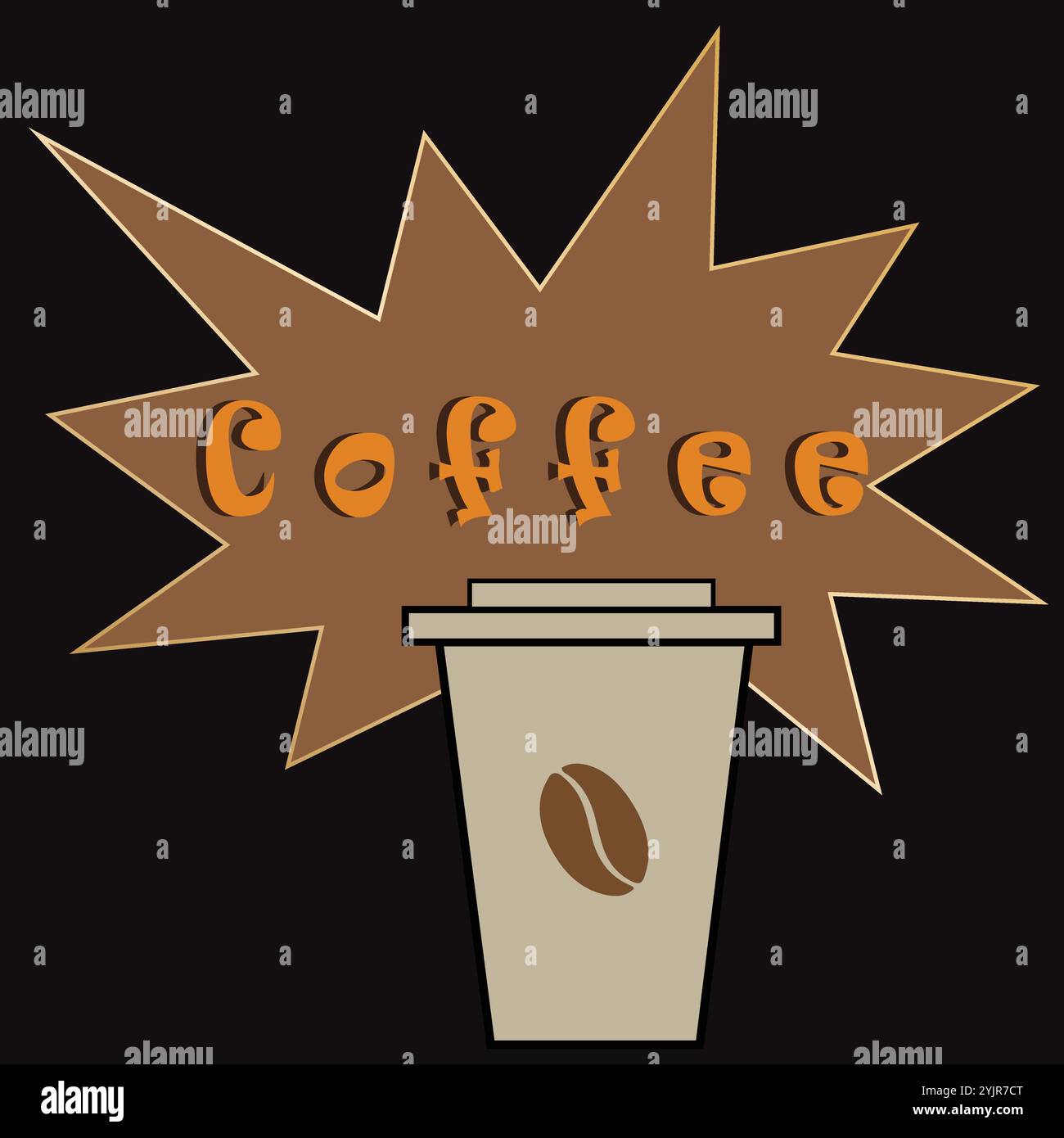 Coffee paper cup with a comic pop art star with the text coffee Stock ...