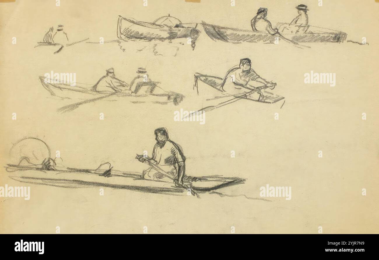 Finch, Alfred William, work, Rowing exercises, black chalk, drawing, 25 ...