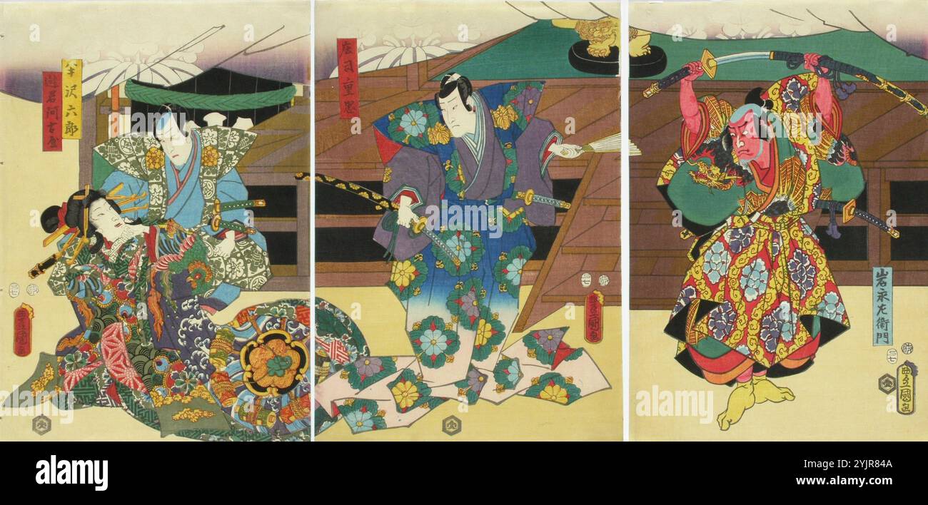 Kunisada, B, C, work, Actors Ichikawa Danzo VI, Ichikawa Ichizo, Enjaku ...