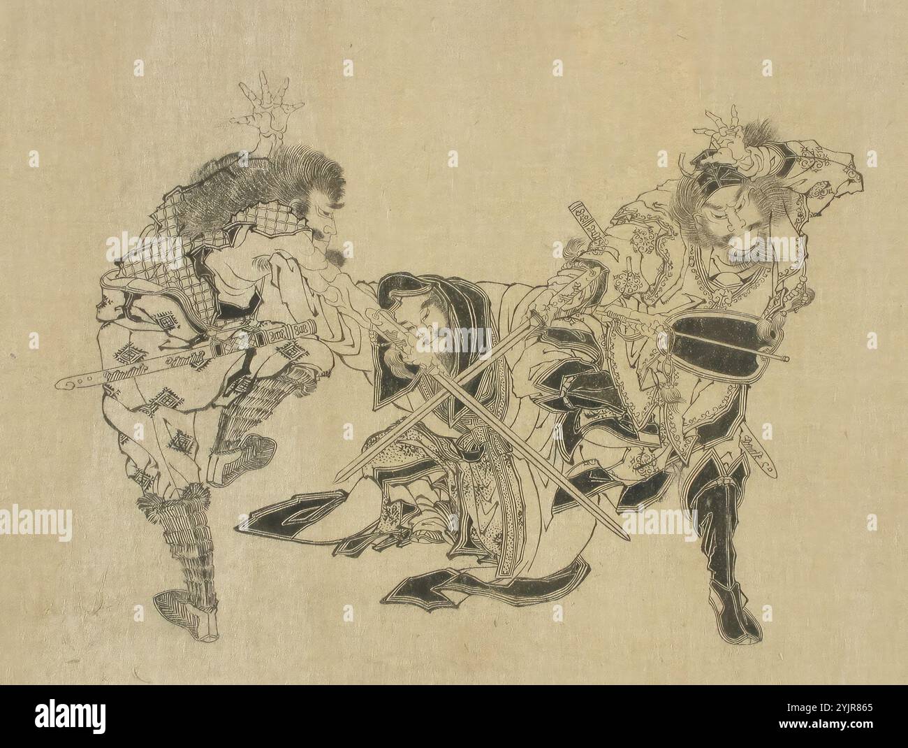 Hokusai, Katsushika, work, Battle scene from Yekon Waka's shohonkvai ...