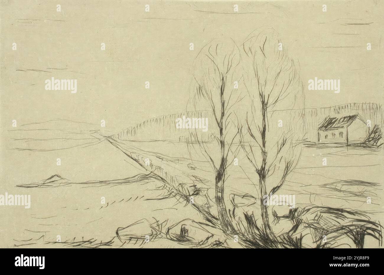 Munch, Edvard, work, Two trees, (1900 - 1944), drypoint, graphics, 10.5 ...