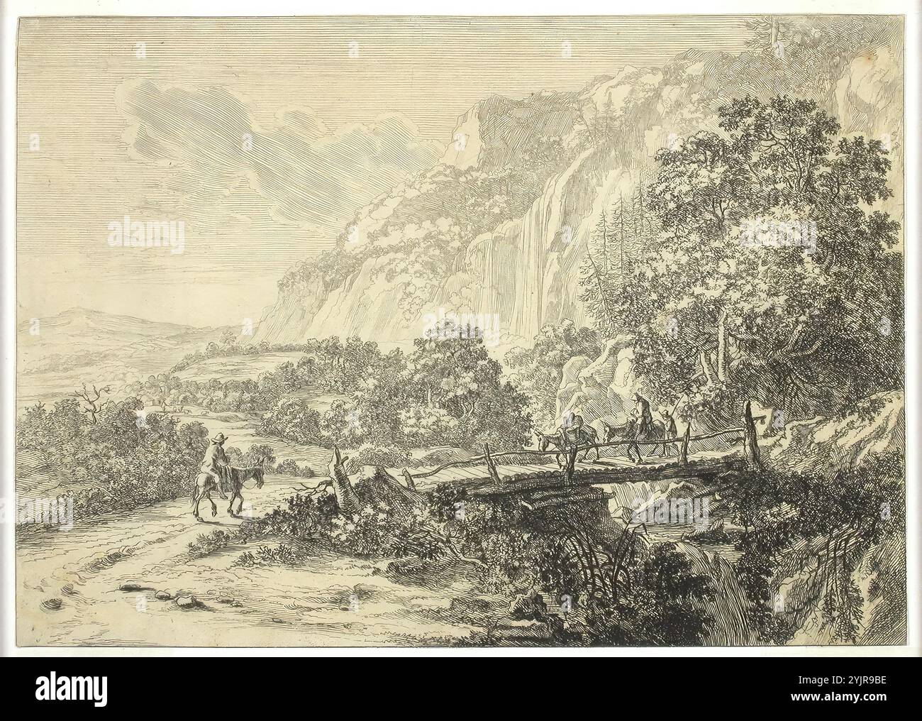 Both, Jan, work, Wooden bridge ( Le Pont de bois), line etching ...