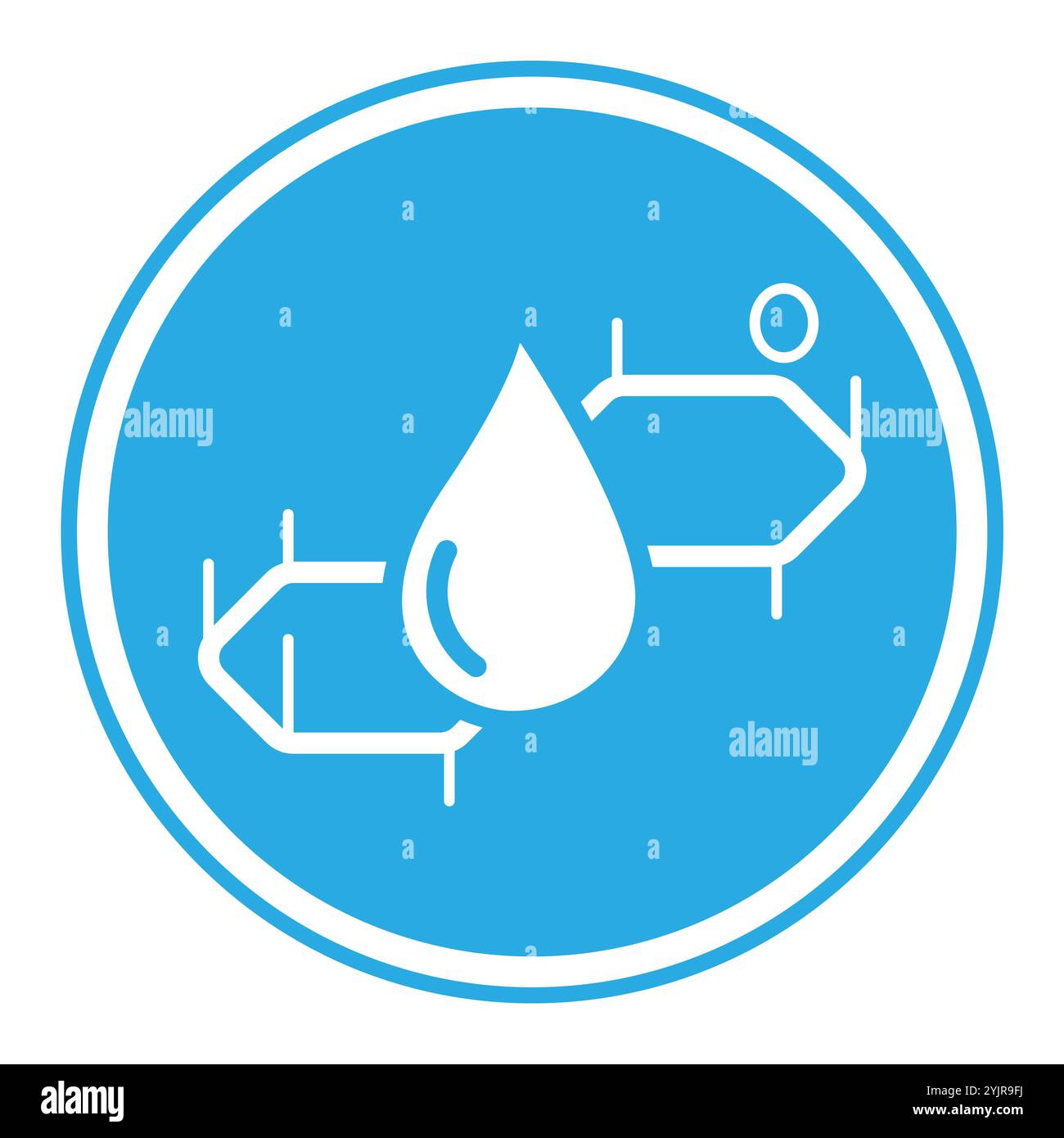 Lactose milk sugar molecule round blue vector icon. Abstract simplified ...