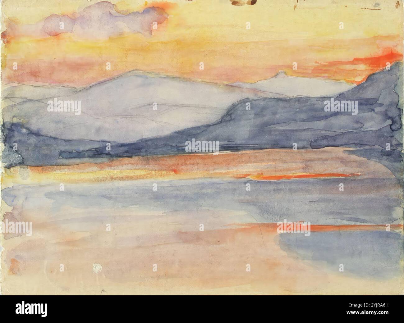 Wiik, Maria, Landscape exercise, fell landscape, evening twilight ...