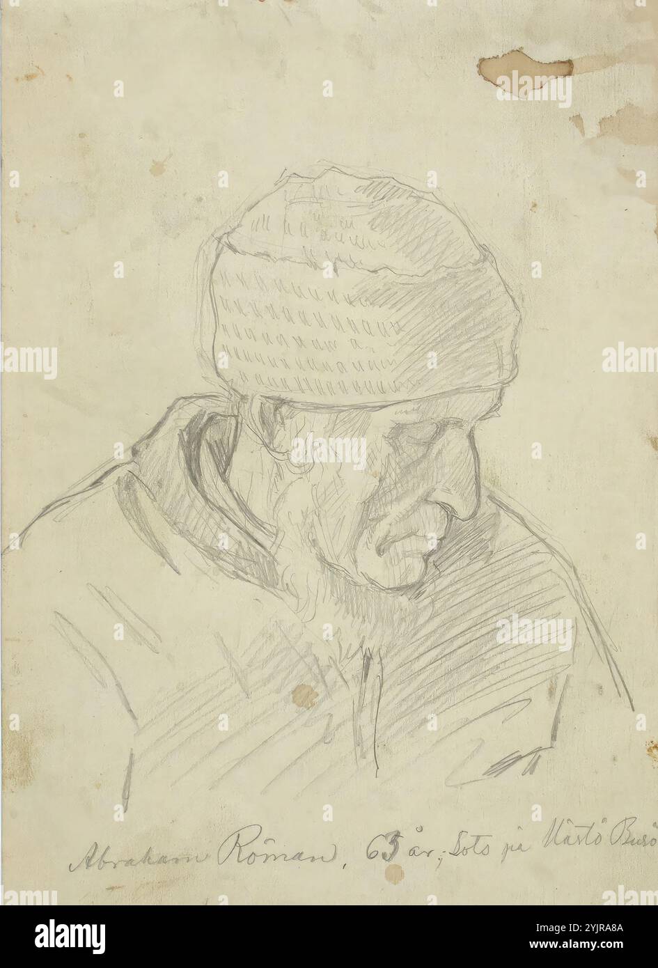 Becker, Adolf von, work, Luotsi Abraham Röman, pencil, drawing ...