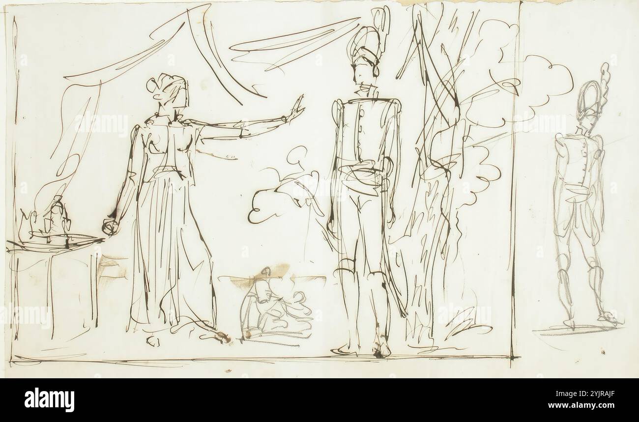 Sjöstrand, Carl Eneas, work, Sketch of Lotta Svärd subjects for ...