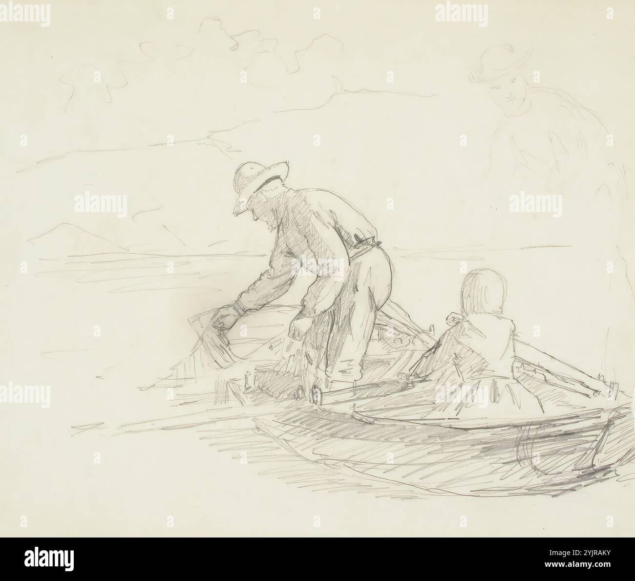 Becker, Adolf von, work, Networks are experienced, pencil, drawing ...