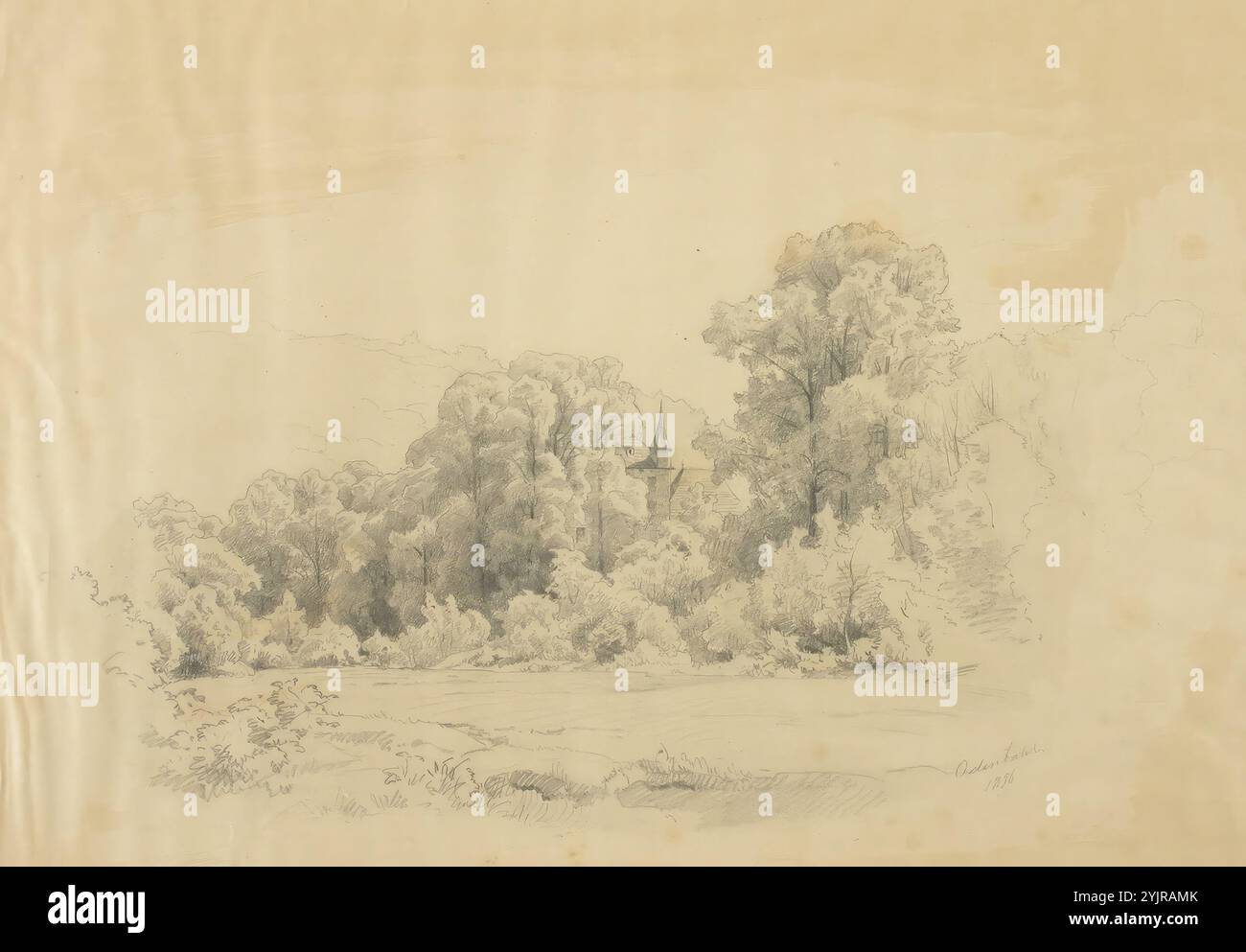 Holmberg, Werner, work, Strauchweiler castle in Odenthal, 1856, pencil ...