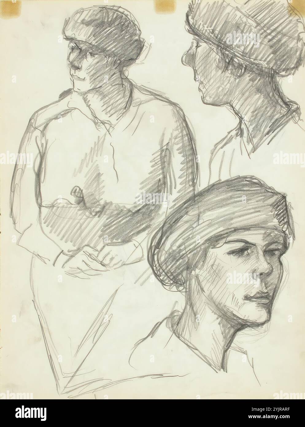 Finch, Alfred William, work, Model exercise, seated woman, pencil ...