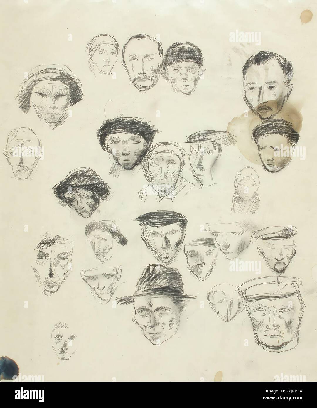 Ericsson, Henry, work, Mieskasvoja, drawing, 36.5 cm x 30 cm, Carl ...