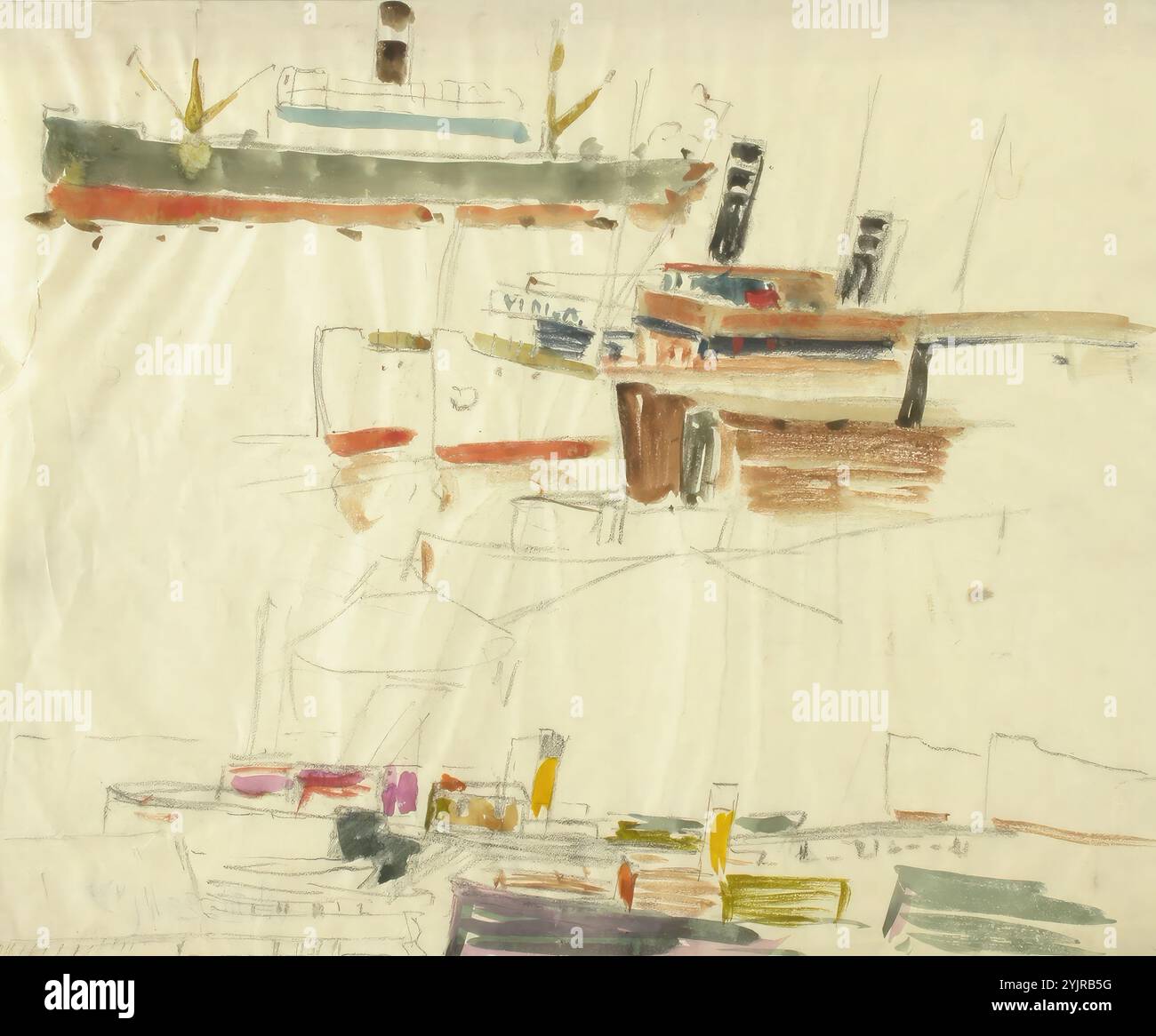 Finch, Alfred William, work, Ships, pencil and watercolor, drawing, 30 ...