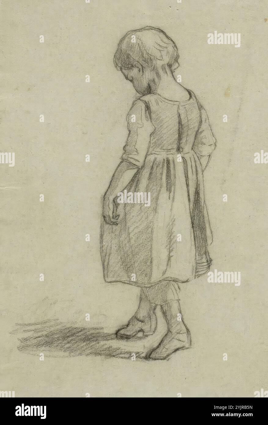 Becker, Adolf von, work, Little girl walking on tiptoe, almost back ...
