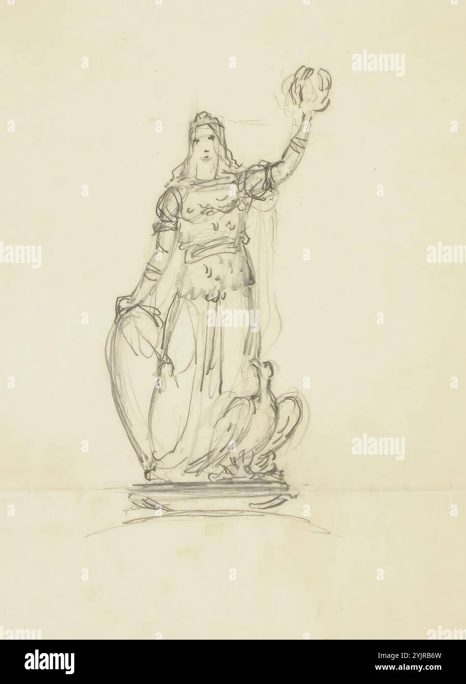 Sjöstrand, Carl Eneas, Allegorical female figure, drawing, ALLEGORY ...