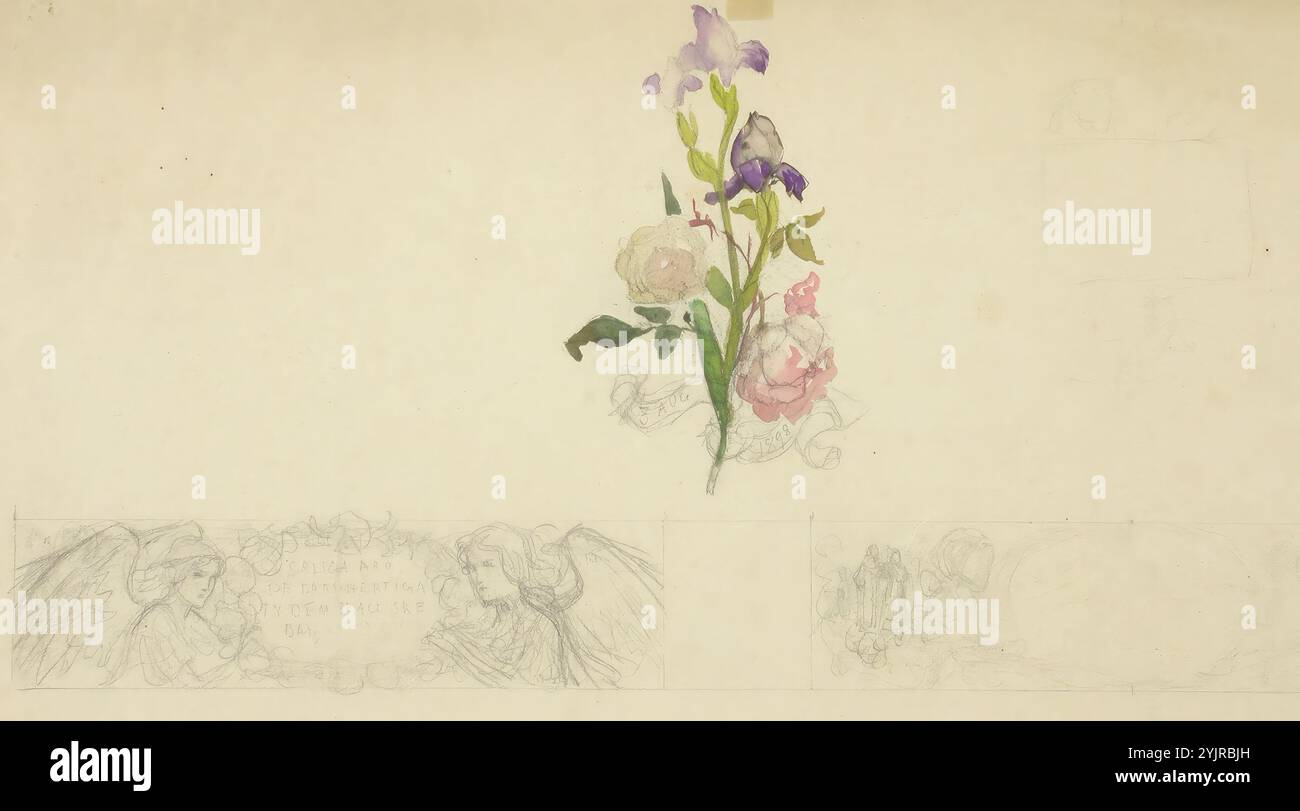 Edelfelt, Albert, work, Flower Exercise, watercolor and pencil ...