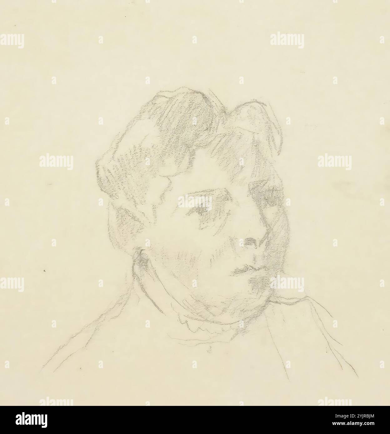 Becker, Adolf von, work, Woman's head, pencil, drawing, 10 cm x 11.5 cm ...