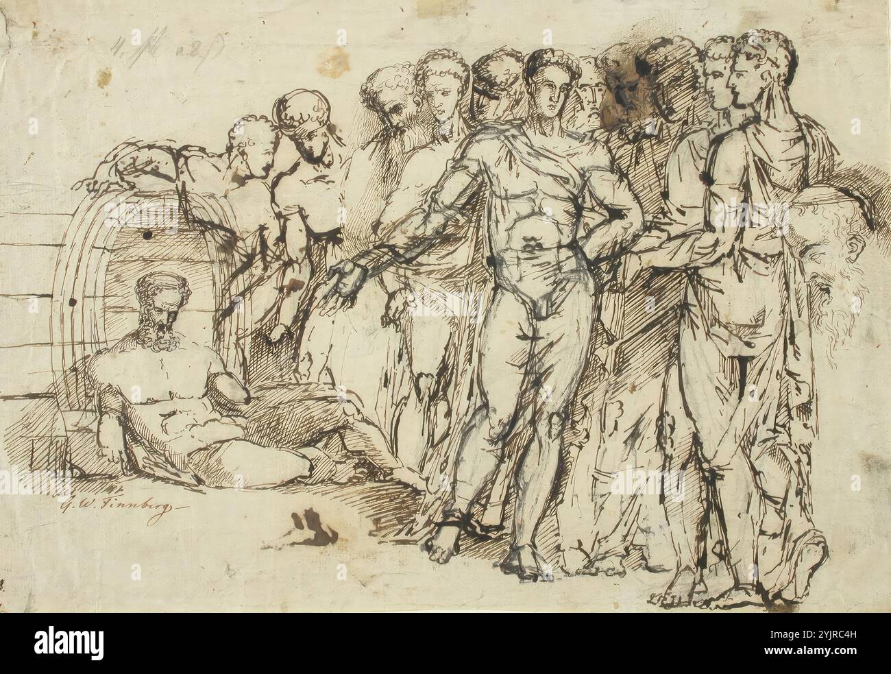 Finnberg, Gustaf Wilhelm, work, Alexander and Diogenes, pencil and ...