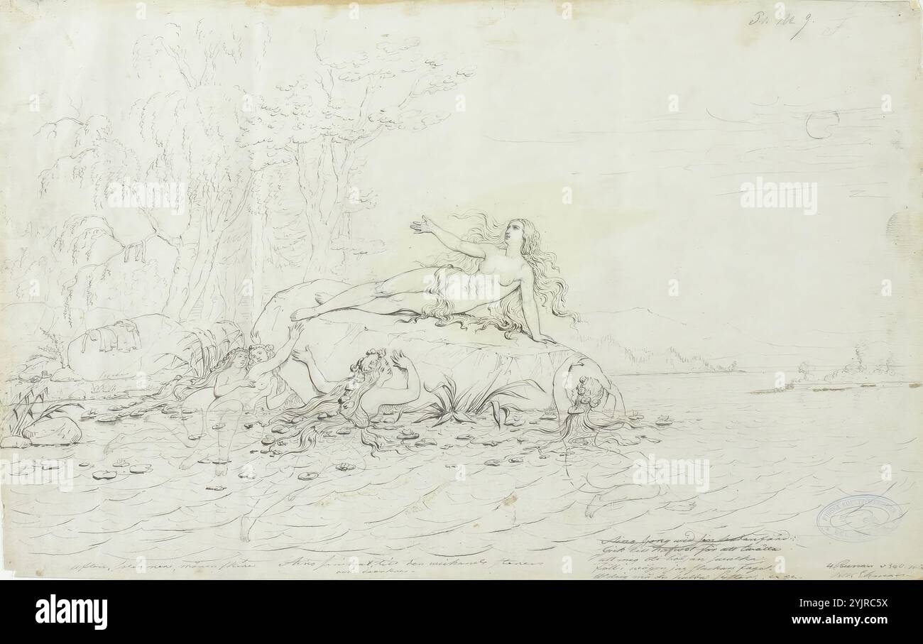 Ekman, Robert Wilhelm, The death of Aino, Original drawing for the ...