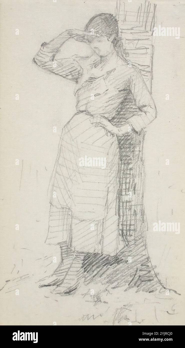 Wiik, Maria, work, Girl standing under a tree, shading her eyes with ...