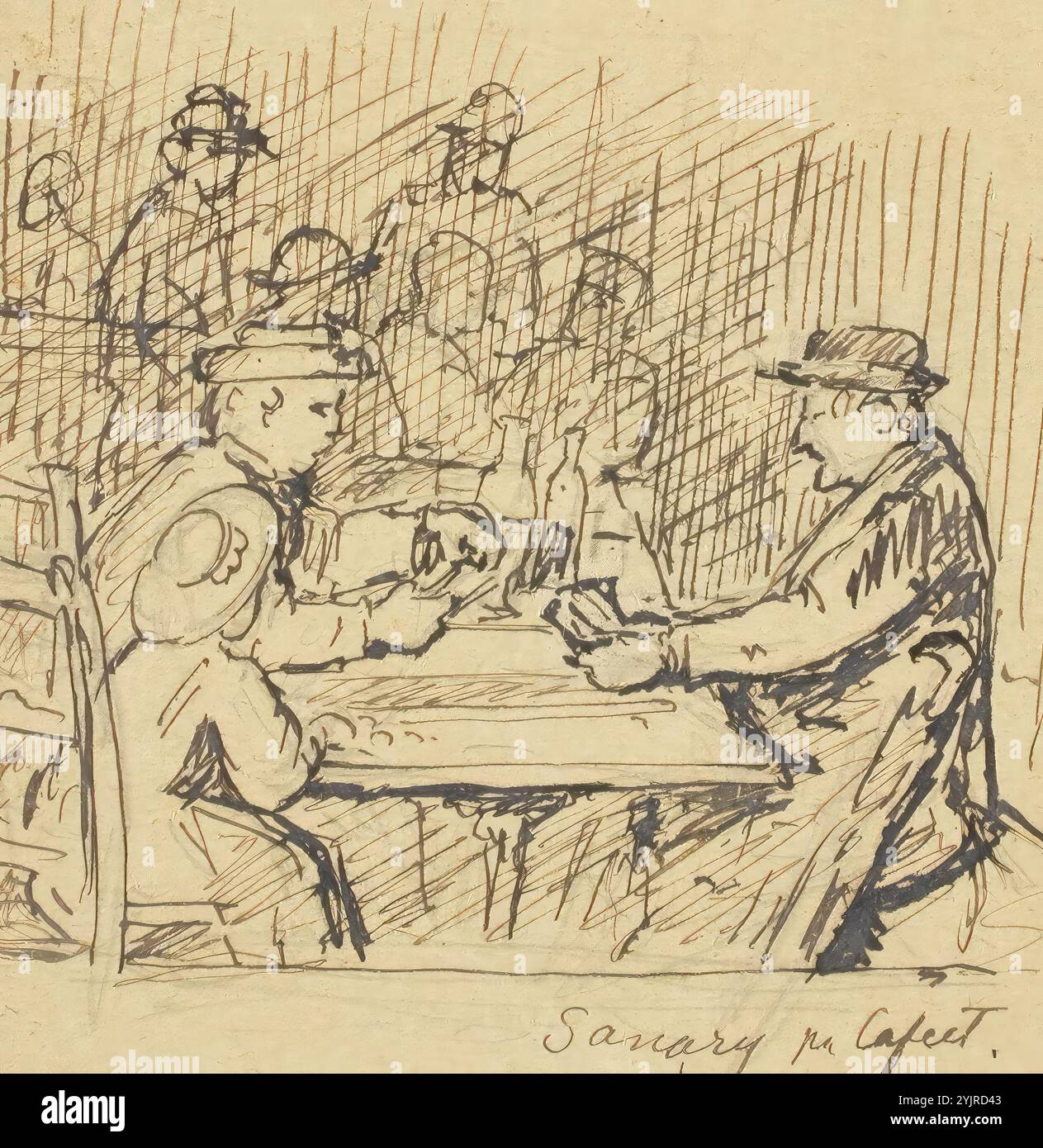 Becker, Adolf von, Men playing cards in a cafe, Four Men Around a Table ...