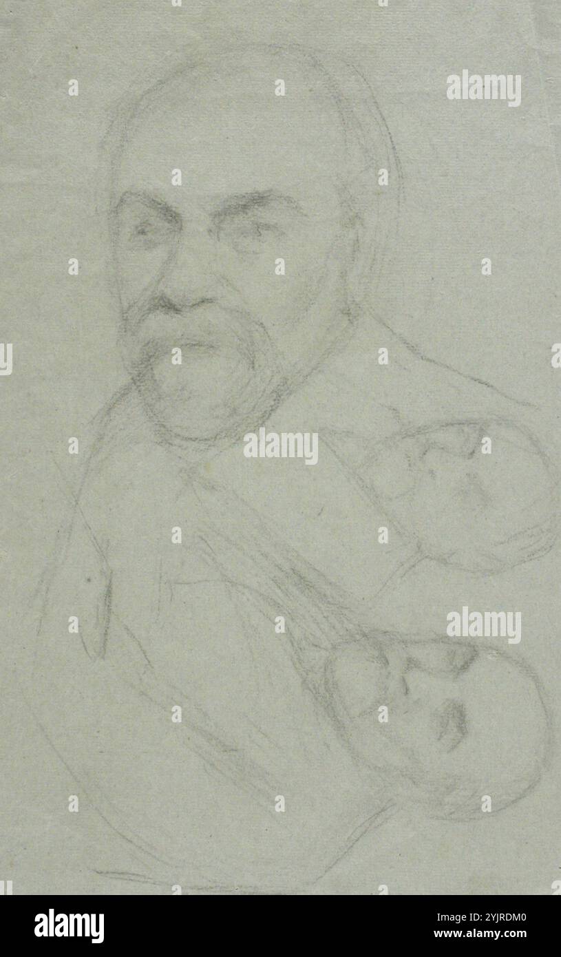 Wiik, Maria, work, Exercise of a male portrait, chalk, drawing, 38.7 cm x 26 cm, Maria Catharina ...