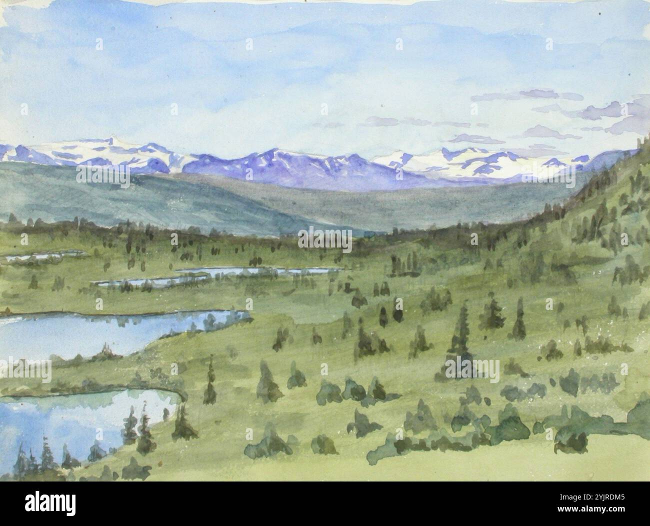 Wiik, Maria, work, Landscape exercise from Norway, watercolor, painting ...